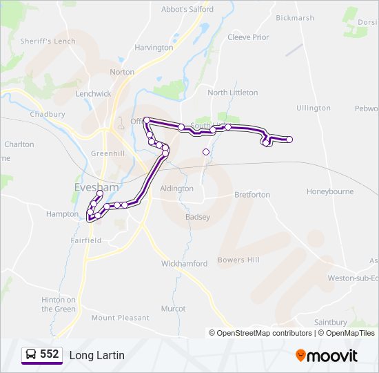 552 Route: Schedules, Stops & Maps - Long Lartin (Updated)