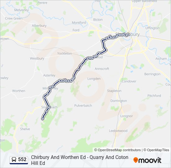 552 Route: Schedules, Stops & Maps - Stiperstones (Updated)