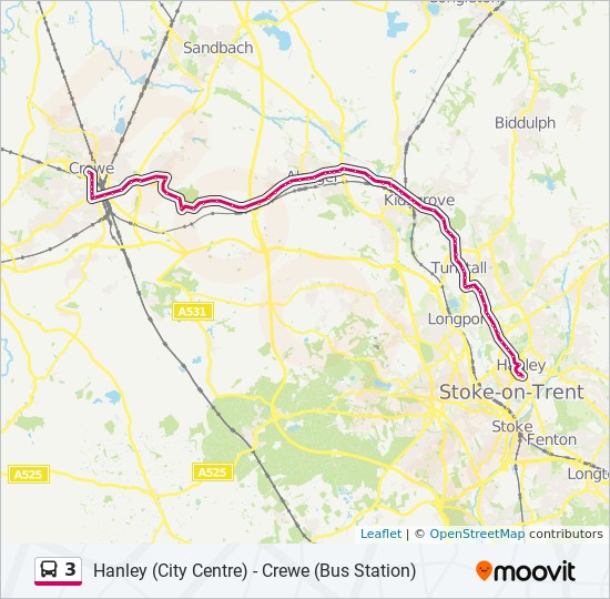 3 Route: Schedules, Stops & Maps - Crewe