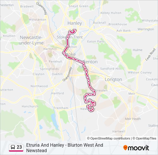 23 Route: Schedules, Stops & Maps - Hanley (City Cent) (Updated)