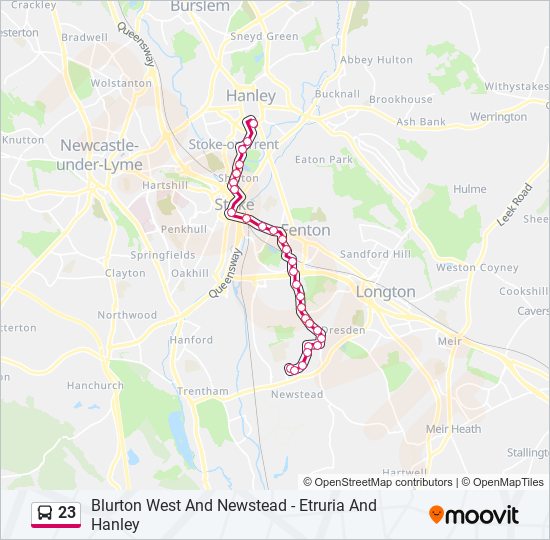 23 Route: Schedules, Stops & Maps - Blurton (Updated)