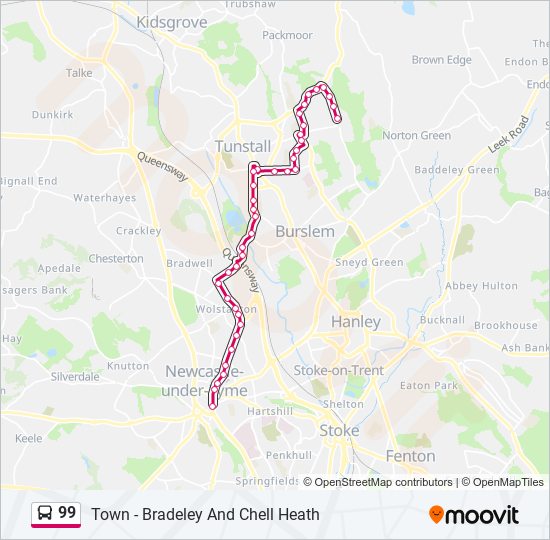 99 Route: Schedules, Stops & Maps - Chell Heath (Updated)