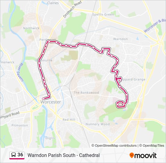 36 Route: Schedules, Stops & Maps - Worcester Bus Station (Updated)