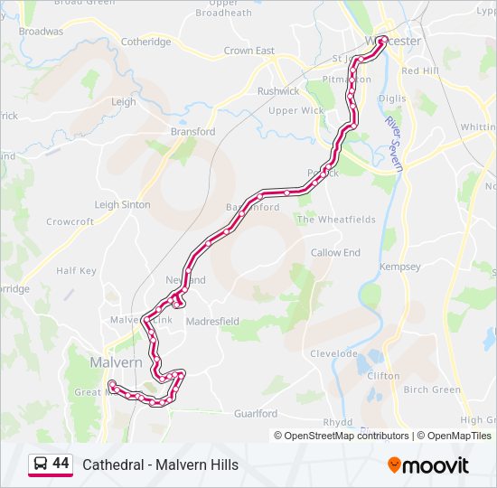 44 Route: Schedules, Stops & Maps - Worcs Bus Stn (Updated)