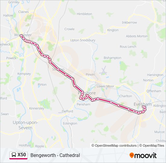x50 Route: Schedules, Stops & Maps - Evesham (Updated)