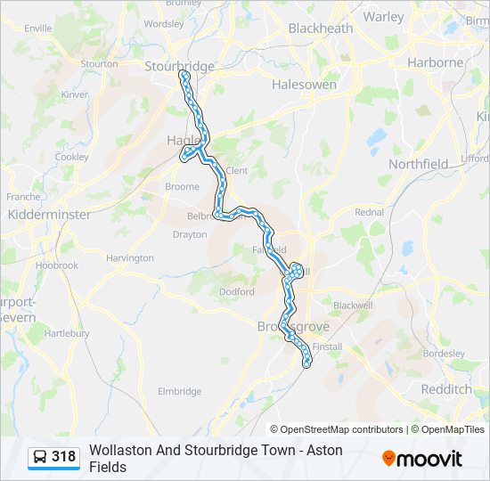 318 Route: Schedules, Stops & Maps - Aston Fields (Updated)