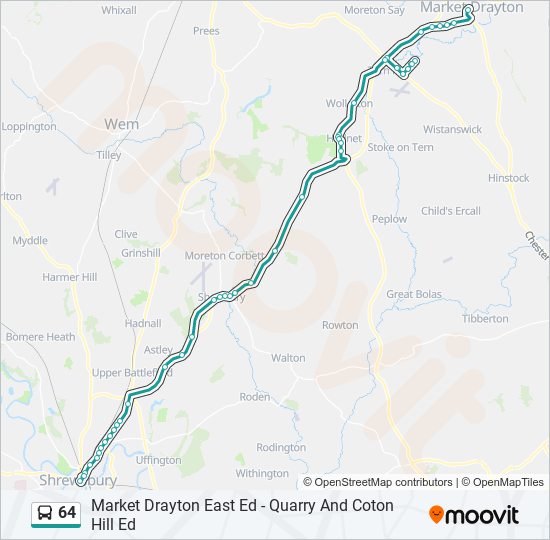 64 Route: Schedules, Stops & Maps - Market Drayton (Updated)