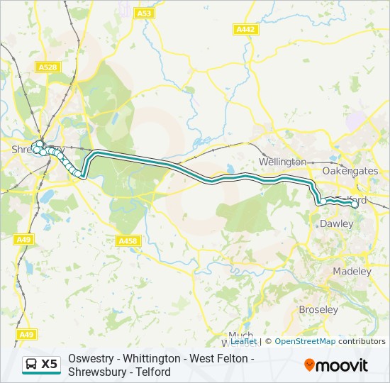 X5 Route: Schedules, Stops & Maps - Shrewsbury