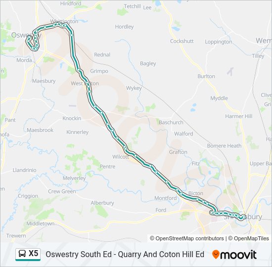 x5 Route: Schedules, Stops & Maps - Shrewsbury (Updated)