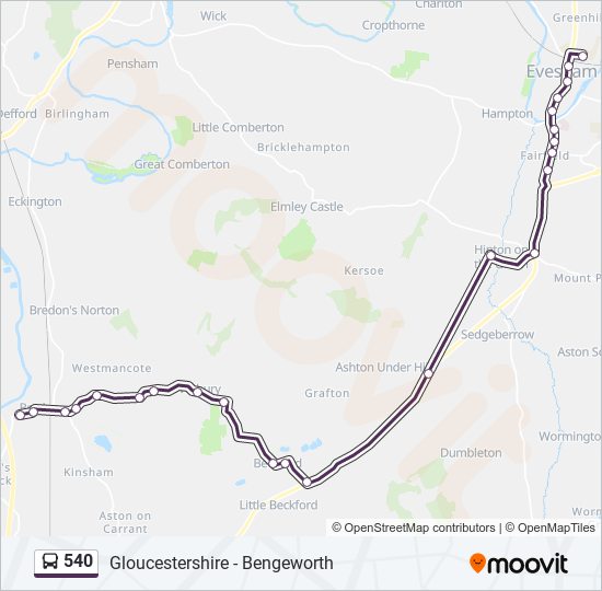 540 Route: Schedules, Stops & Maps - Bredon (Updated)