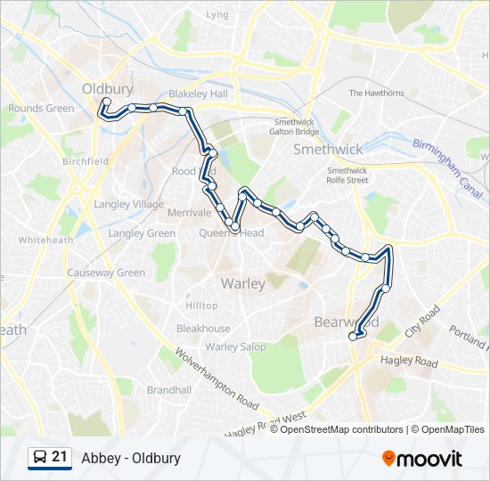 21 Route: Schedules, Stops & Maps - Bearwood Bus Station (Updated)
