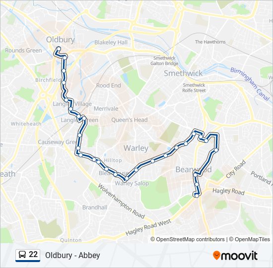 22 Route: Schedules, Stops & Maps - Oldbury (Updated)