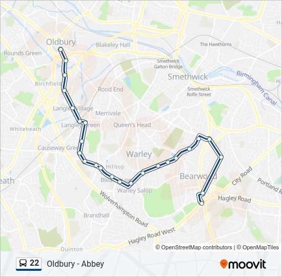 22 Route: Schedules, Stops & Maps - Bearwood Bus Station (Updated)