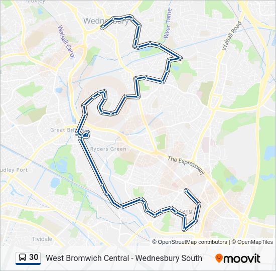 30 Route: Schedules, Stops & Maps - Wednesbury Bus Station (Updated)