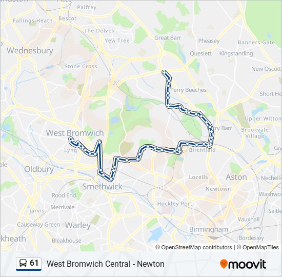 61 Route: Schedules, Stops & Maps - Great Barr (Updated)