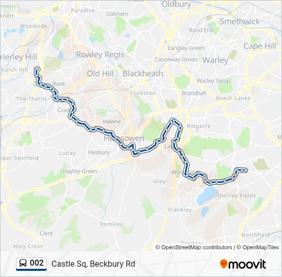 002 Route: Schedules, Stops & Maps - Castle Sq, Beckbury Rd (Updated)