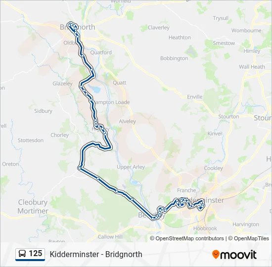 125 Route: Schedules, Stops & Maps - Kidderminster Bus Station (Updated)