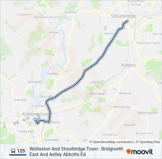 125 Route: Schedules, Stops & Maps - Kidderminster (Updated)