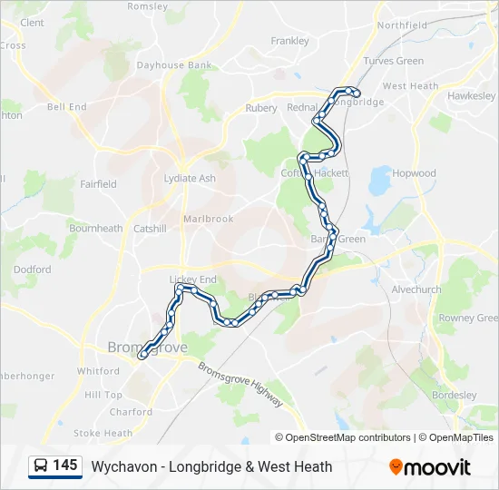 145 Route: Schedules, Stops & Maps - Bromsgrove Bus Station (Updated)