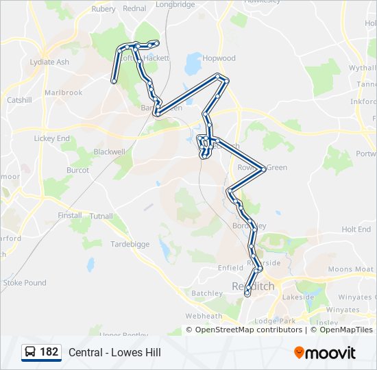 182 Route: Schedules, Stops & Maps - Redditch (Updated)