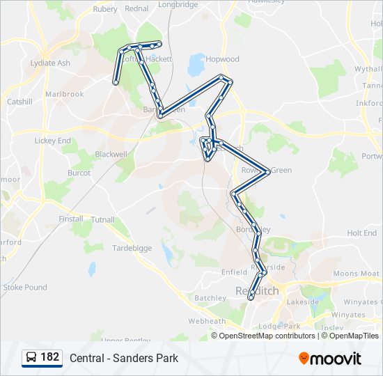 182 Route: Schedules, Stops & Maps - Redditch (Updated)
