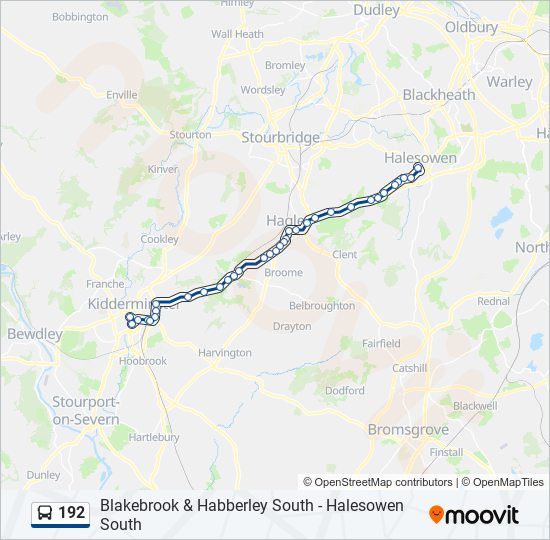 192 Route: Schedules, Stops & Maps - Kidderminster (Updated)