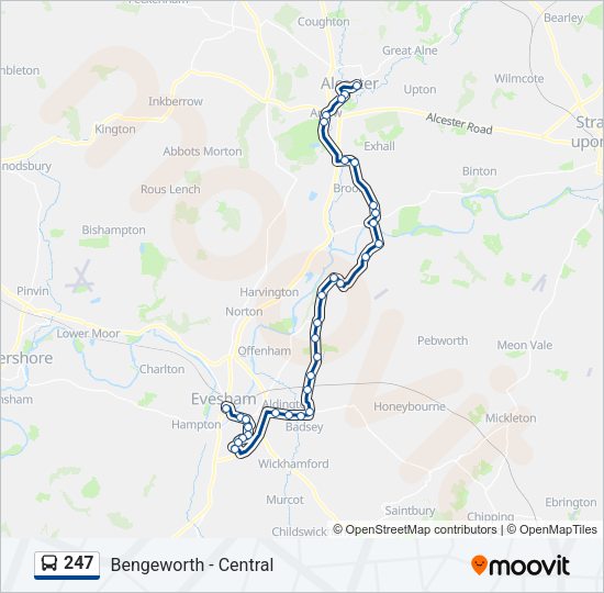 247 Route: Schedules, Stops & Maps - Evesham Bus Station (Updated)