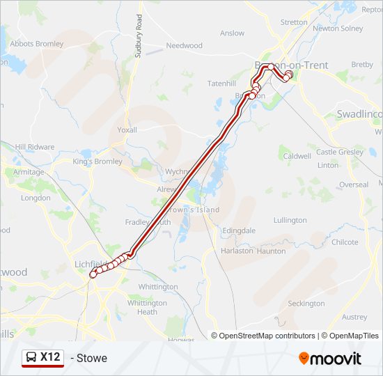 x12 Route: Schedules, Stops & Maps - Lichfield City Centre (Updated)