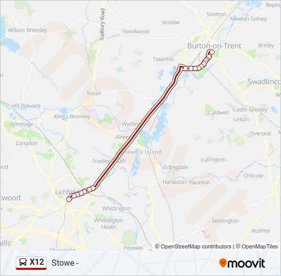 x12 Route: Schedules, Stops & Maps - Burton upon Trent (Updated)