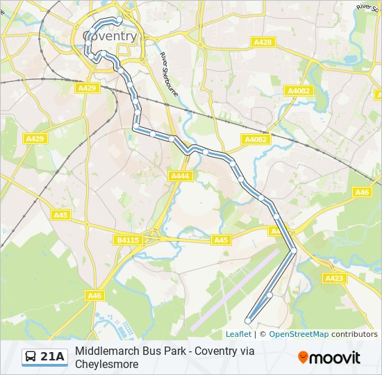 21A Route: Schedules, Stops & Maps - Coventry