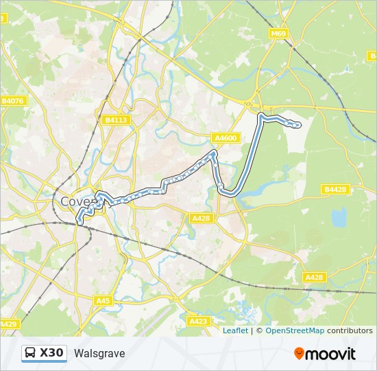 X30 Route: Schedules, Stops & Maps - Walsgrave