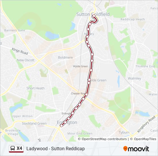 x4 Route: Schedules, Stops & Maps - Erdington (Updated)