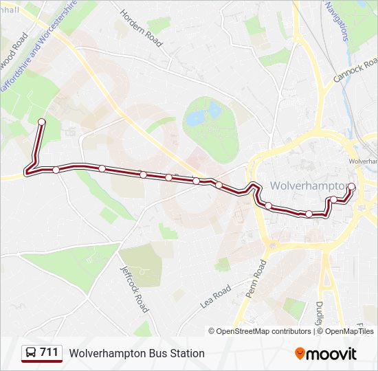 711 Route: Schedules, Stops & Maps - Wolverhampton Bus Station (Updated)