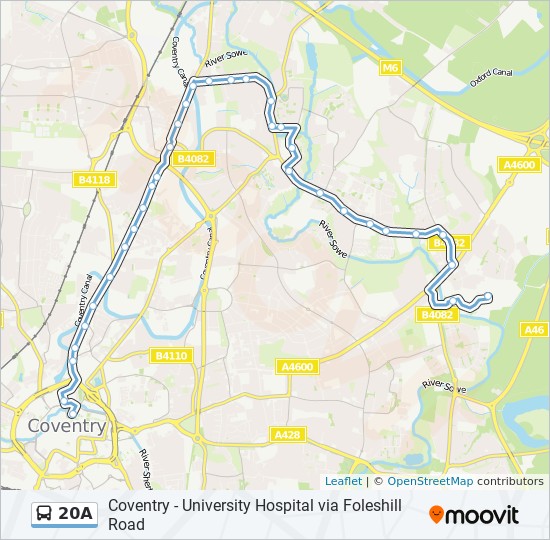 20A Route: Schedules, Stops & Maps - Coventry