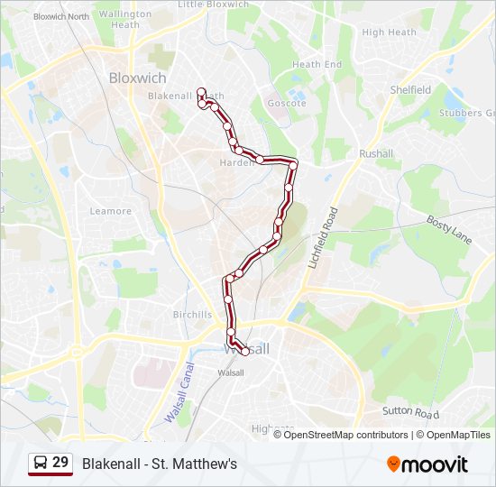 29 Route: Schedules, Stops & Maps - Blakenall Heath (Updated)