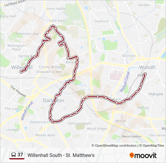 37 Route: Schedules, Stops & Maps - Saddlers Centre (Updated)