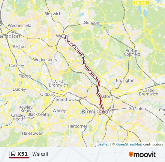 X51 Route: Schedules, Stops & Maps - Walsall