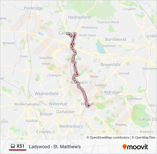 X51 Route: Schedules, Stops & Maps - Walsall Bus Station (Updated)