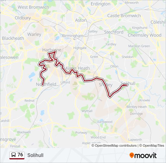 76 Route: Schedules, Stops & Maps - Solihull (Updated)