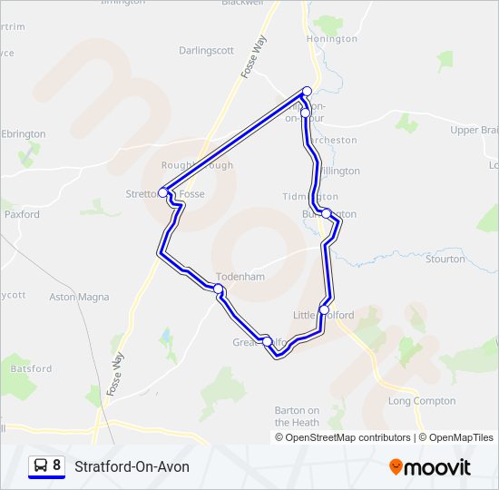 8 Route: Schedules, Stops & Maps - Great Wolford (Updated)