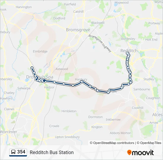 354 Route: Schedules, Stops & Maps - Redditch Bus Station (Updated)