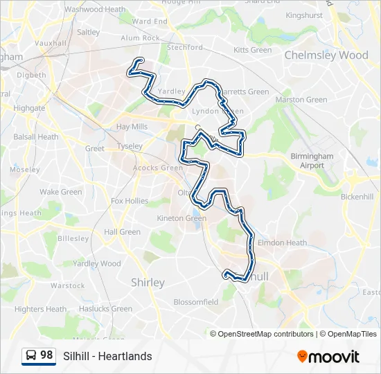 98 Route: Schedules, Stops & Maps - Solihull Station Interchange (Stand ...