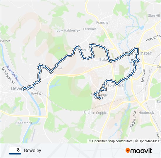 8 Route: Schedules, Stops & Maps - Bewdley (Updated)