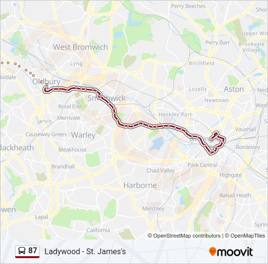 87 Route: Schedules, Stops & Maps - Colmore Row (Updated)