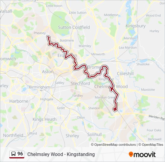 96 Route: Schedules, Stops & Maps - Kingstanding Circle (Updated)