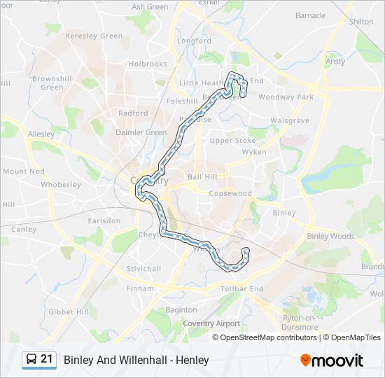 21 Route: Schedules, Stops & Maps - Willenhall (Updated)
