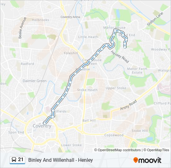 21 Route: Schedules, Stops & Maps - Coventry (Updated)