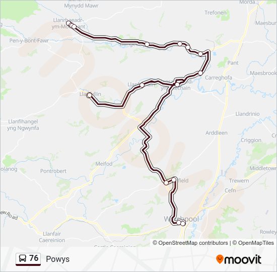 76 Route: Schedules, Stops & Maps - Welshpool Bus Station Stand B (Updated)