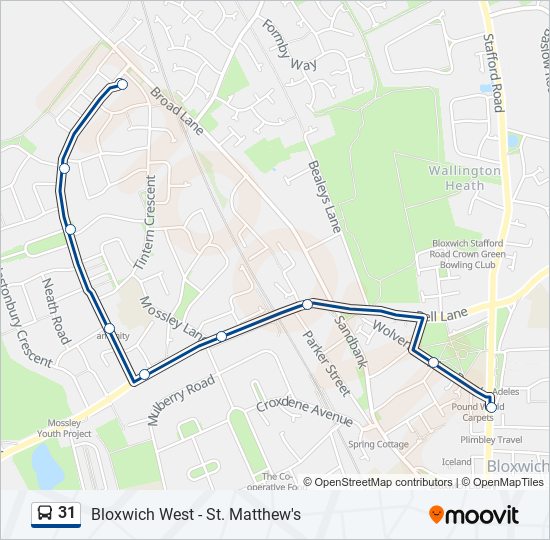 31 Route: Schedules, Stops & Maps - Bloxwich (Updated)