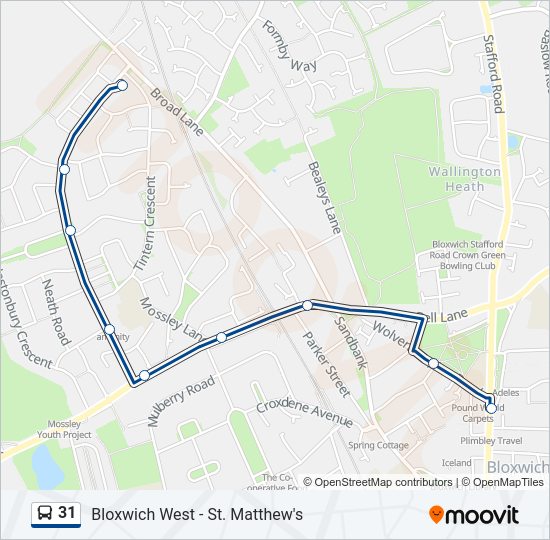 31 Route: Schedules, Stops & Maps - Bloxwich